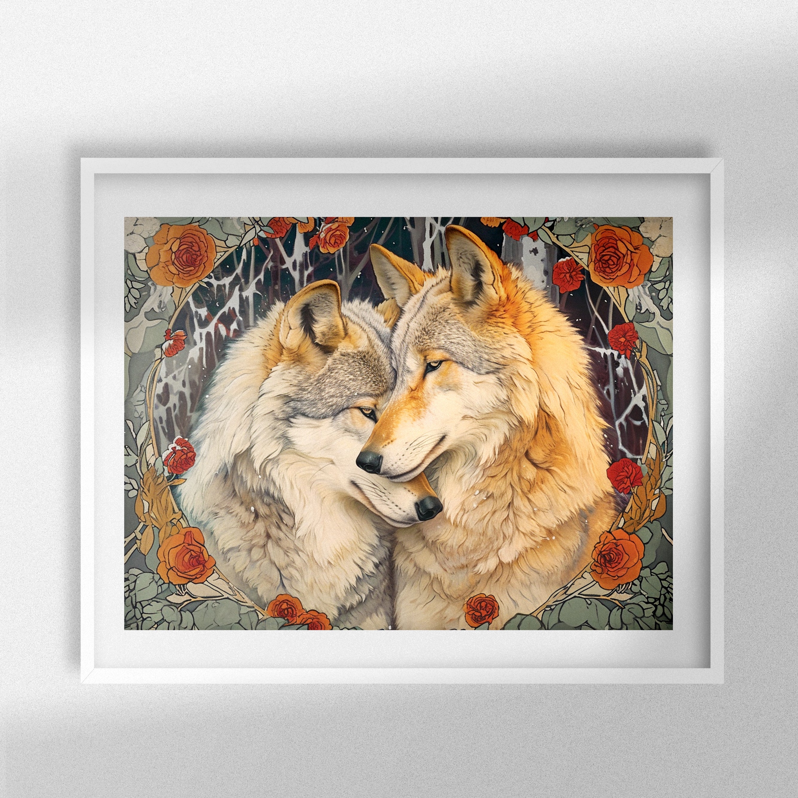 Staroar Diamond Painting Loving Wolves - Round with Rhinestones